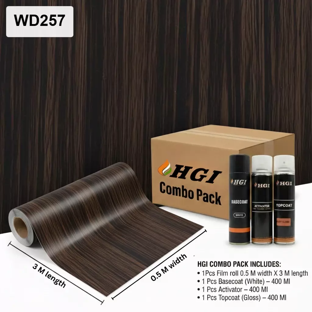 WD257B-Wooden Pattern Hydro dip Water Transfer Printing Film Combo Pack Kit